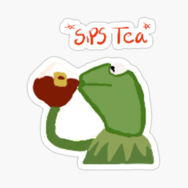 "Kermit the frog drinking tea Merch" Sticker for Sale by Noras-Designs ...