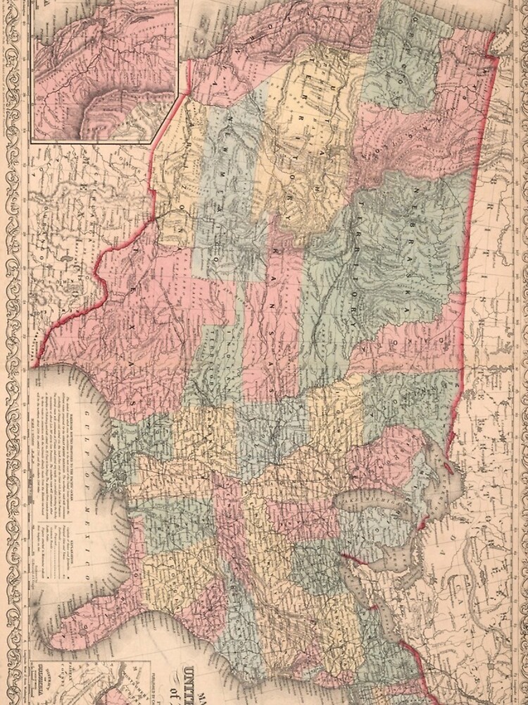 "Vintage United States Map (1859)" iPhone Case for Sale by BravuraMedia ...