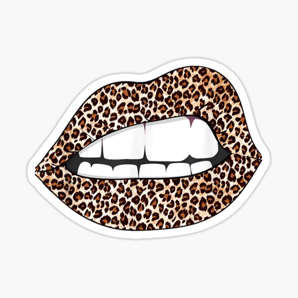 "Sexy Leopard Print Lips Kiss Me Love Pout Lipstick" Sticker for Sale ...