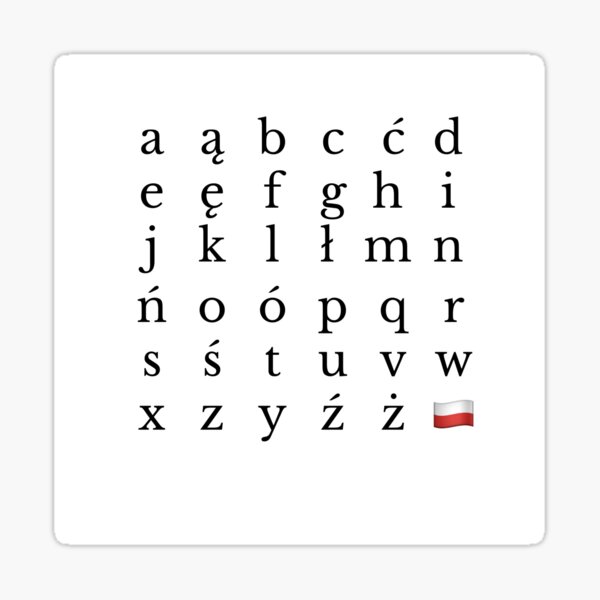 "Polish Alphabet" Sticker for Sale by Slav-Academia | Redbubble
