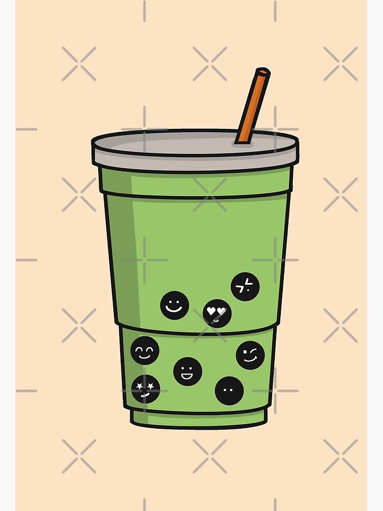 "Matcha Bubble tea smiley" Art Print by galax-C | Redbubble