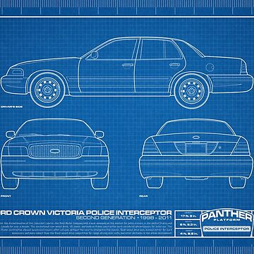 "Ford Crown Victoria Police Interceptor Blueprint" Classic T-Shirt for ...