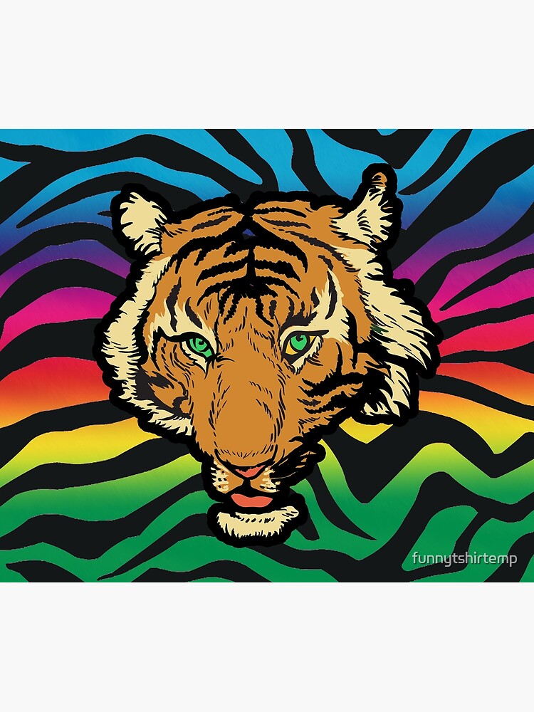 "Bright Rainbow Tiger Face Stripes Striped fur Animal Africa Pattern ...