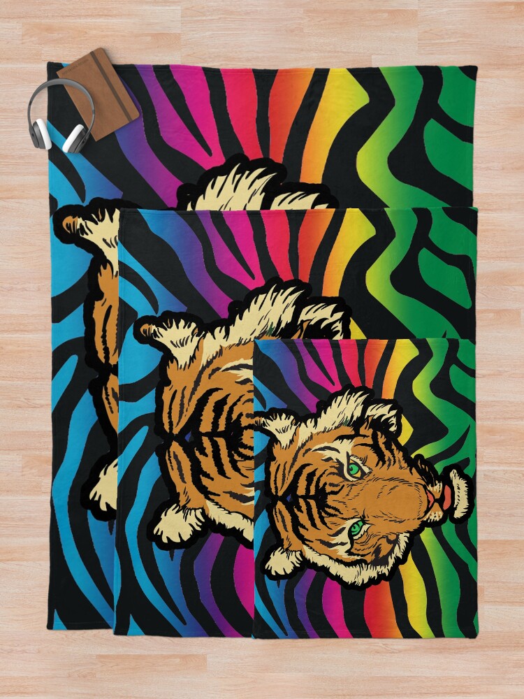 "Bright Rainbow Tiger Face Stripes Striped fur Animal Africa Pattern ...