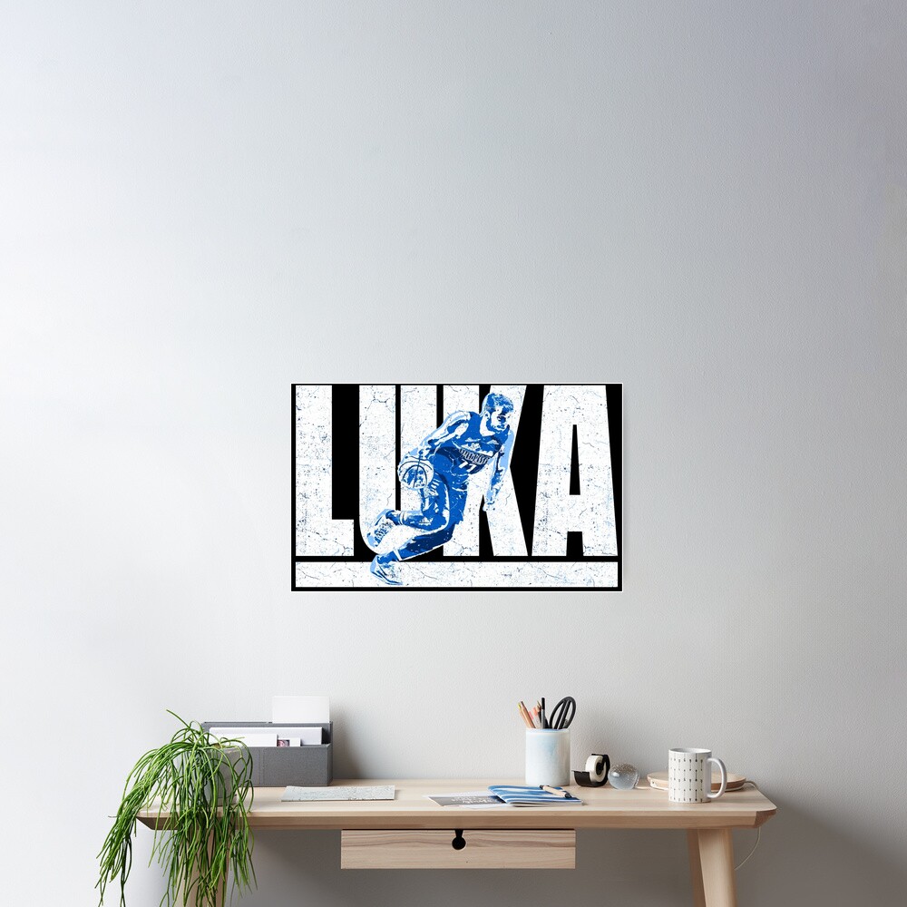 "luka doncic distressed logo design with silhouette " Poster by COURT ...