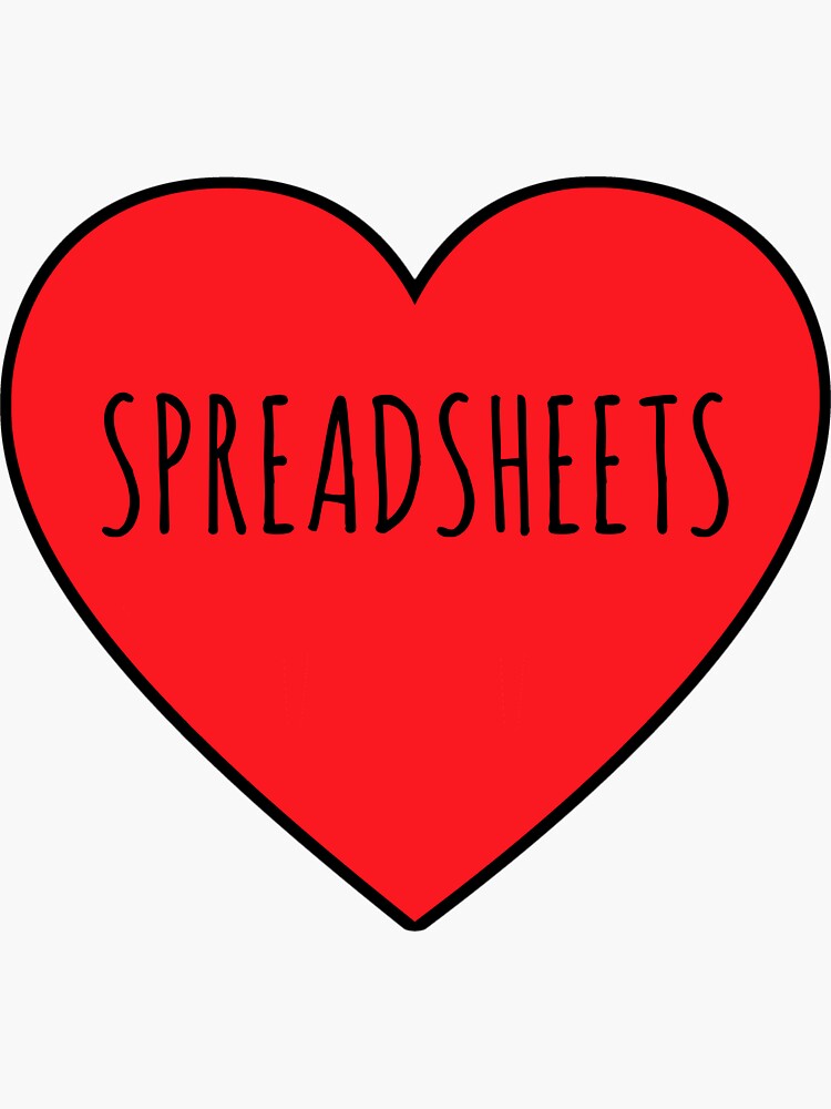 "I Love Spreadsheets Heart" Sticker for Sale by brandonv111 | Redbubble