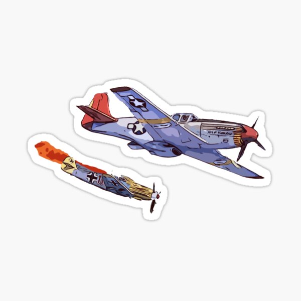 "Air to air combat or dogfight WW2 Warbirds Fighter Aircraft" Sticker ...
