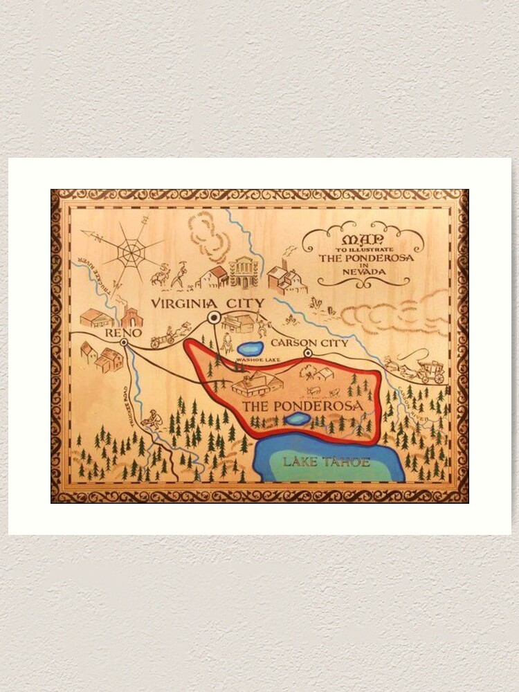 "Ponderosa Map Bonanza" Art Print for Sale by symbolized | Redbubble