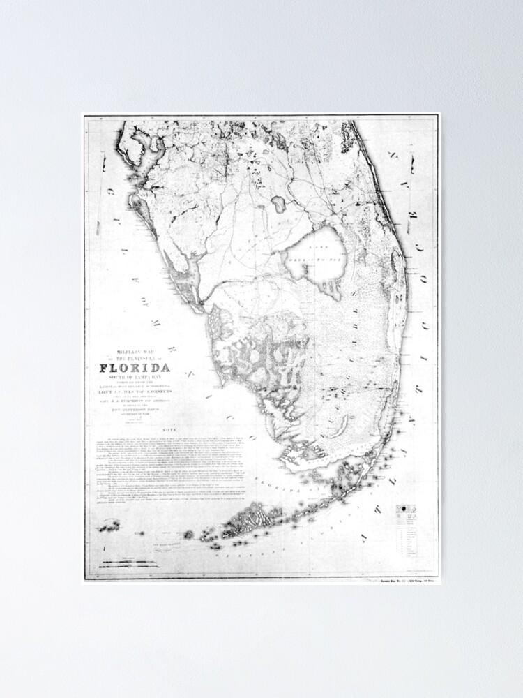 "Vintage Map of Southern Florida (1856)" Poster for Sale by ...