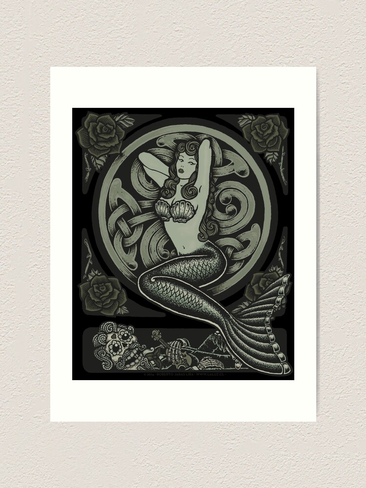 "Vintage Classic Pinup Mermaid" Art Print by RobertoJL | Redbubble