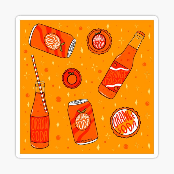 "Orange Soda Print" Sticker by doodlebymeg | Redbubble
