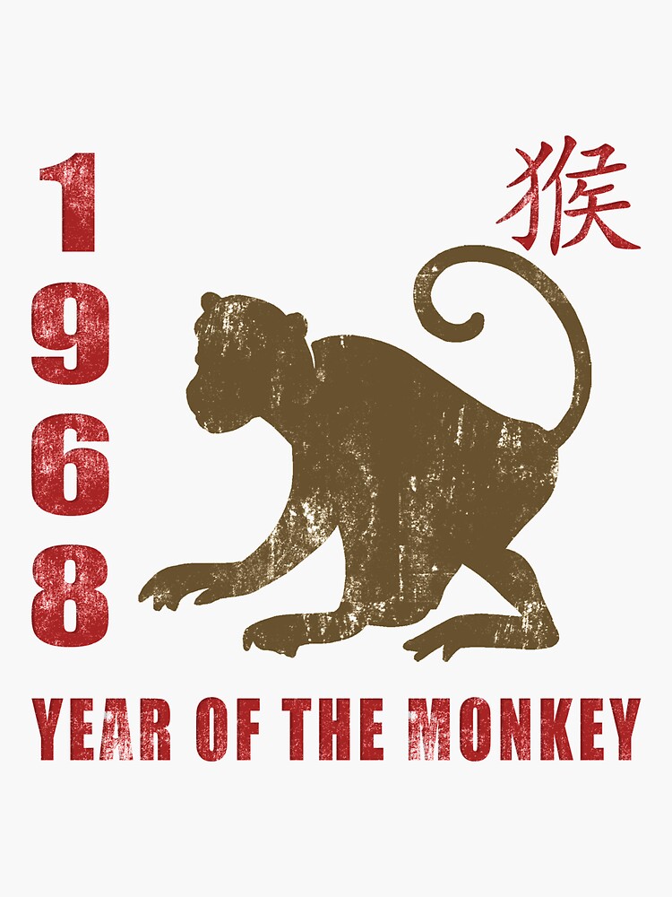 "Year of The Monkey 1968 Chinese Zodiac Monkey 1968" Sticker for Sale ...