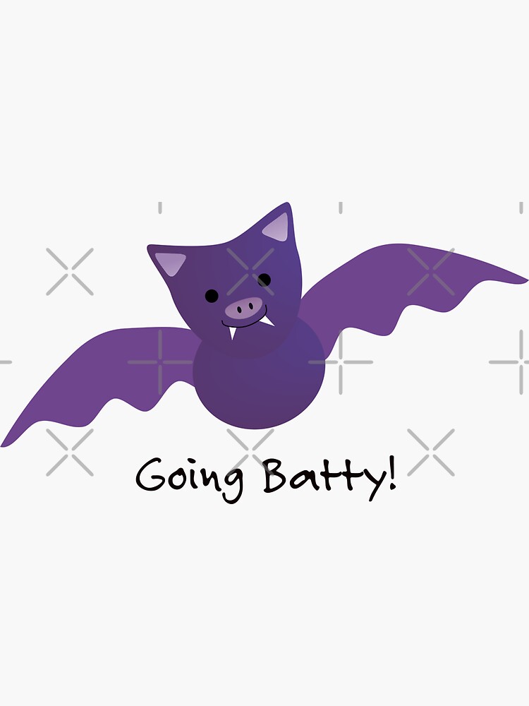 "Cute and Funny Going Batty Purple Bat" Sticker by Eggtooth | Redbubble