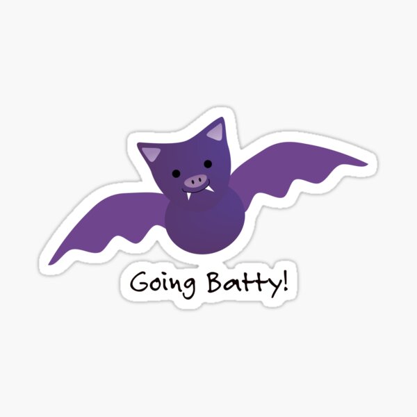 "Cute and Funny Going Batty Purple Bat" Sticker by Eggtooth | Redbubble