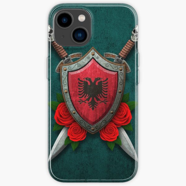 "Albanian Flag on a Worn Shield and Crossed Swords" iPhone Case for ...
