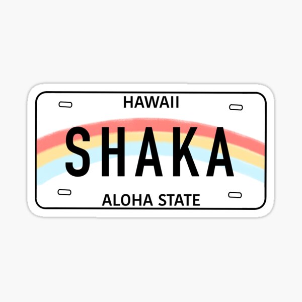 "Hawaii License Plate - Shaka" Sticker for Sale by elisebarker | Redbubble