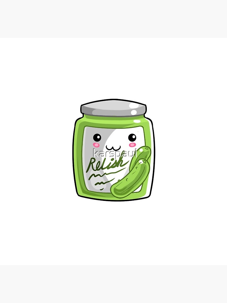 "Pickle Relish Jar Kawaii" Pin for Sale by karspaul | Redbubble