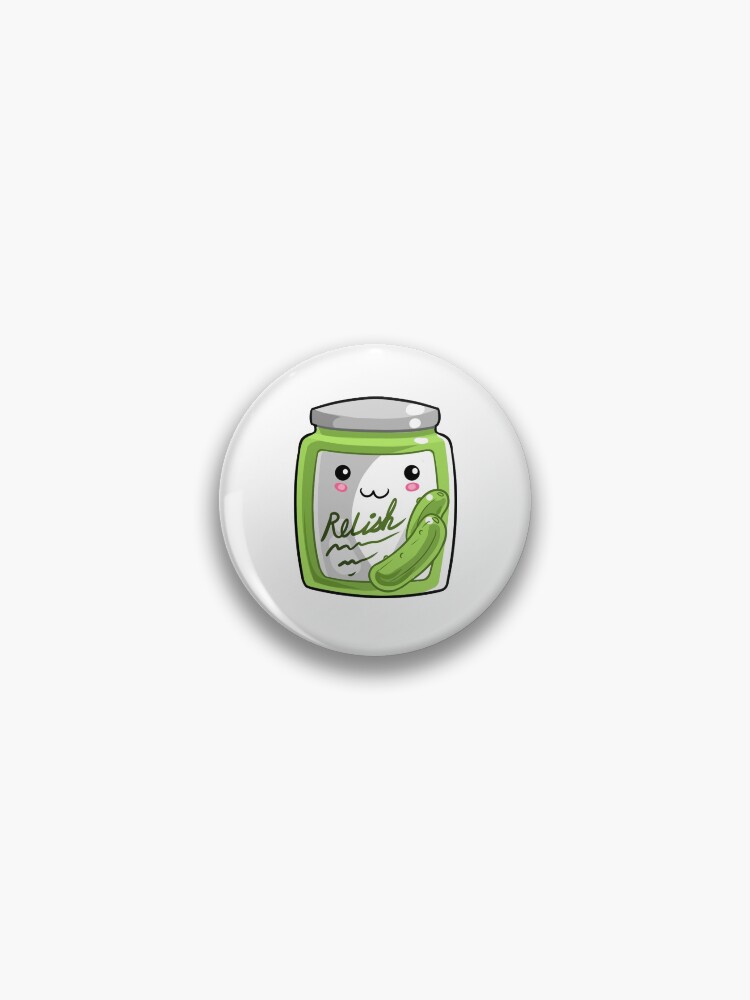 "Pickle Relish Jar Kawaii" Pin for Sale by karspaul | Redbubble