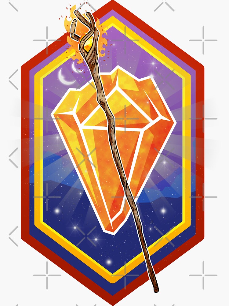 "Onward Wizard Staff and Phoenix Gem" Sticker for Sale by RackhamGreg ...