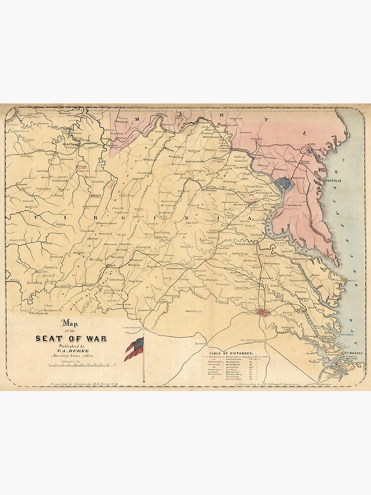 "Vintage Map of The Virginia Battlefields (1861)" Poster by ...