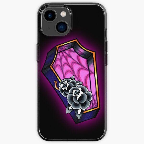 "Vacancy - Empty Casket - Tattoo Style Coffin with Roses" iPhone Case ...