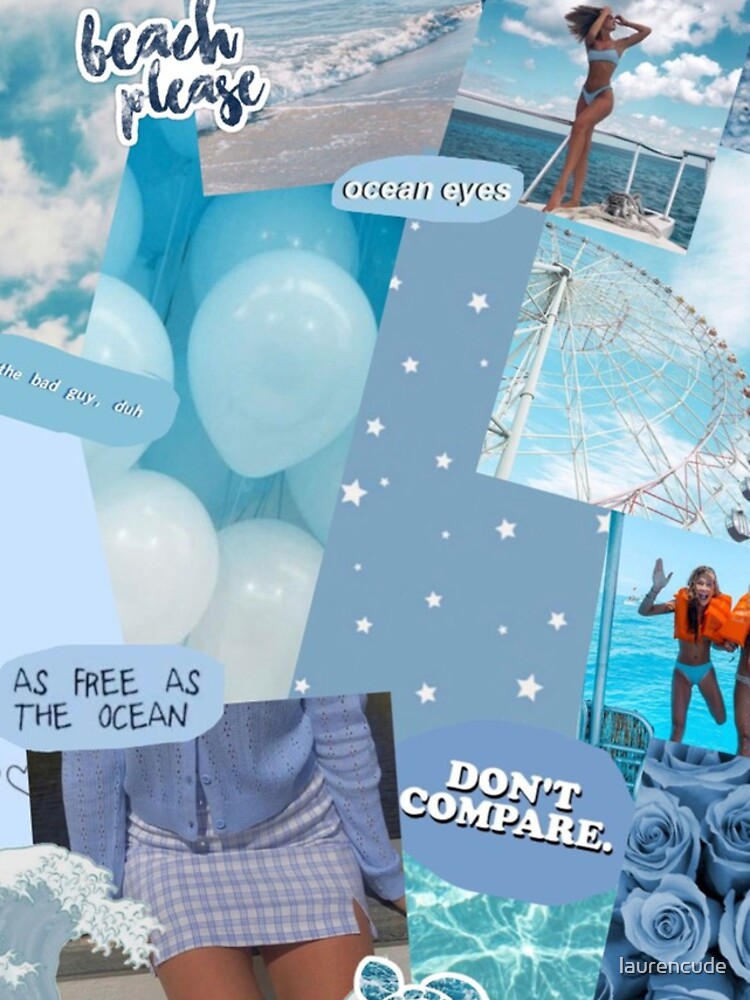 "Blue Aesthetic Collage Phone Case" iPhone Case for Sale by laurencude ...