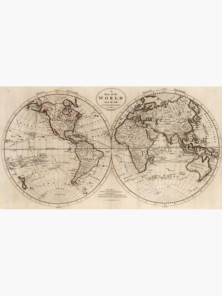 "Old Fashioned World Map (1795)" Sticker for Sale by BravuraMedia ...
