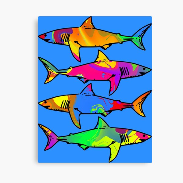 "Colorful Sharks" Canvas Print for Sale by ChrisButler | Redbubble