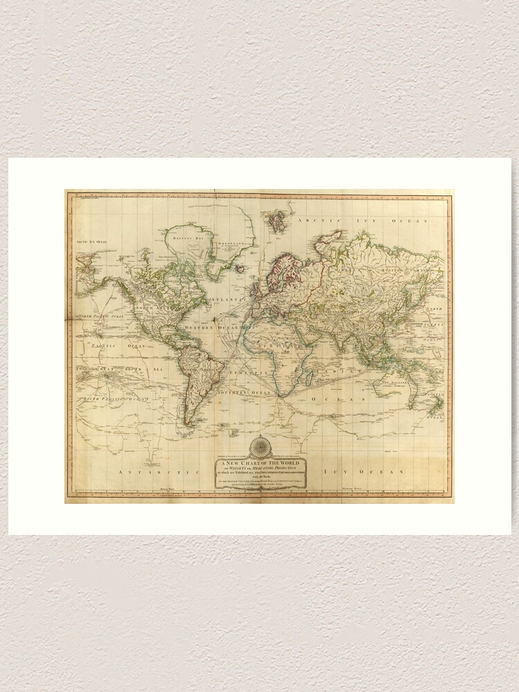 "Vintage Map of The World (1800)" Art Print by BravuraMedia | Redbubble