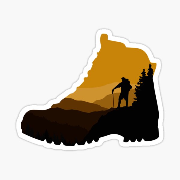 "Retro Hiking Boots Hiker Outdoor Camping Mountain Adventure" Sticker ...