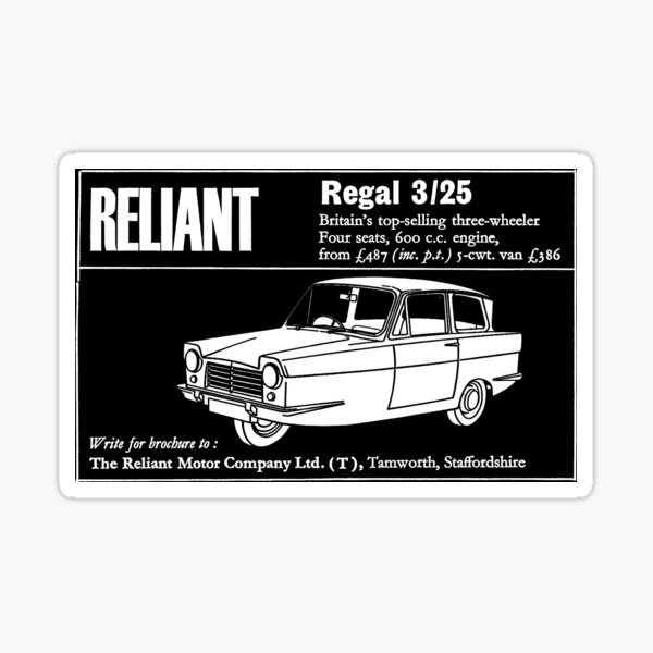"RELIANT REGAL 3/25" Sticker for Sale by ThrowbackMotors | Redbubble