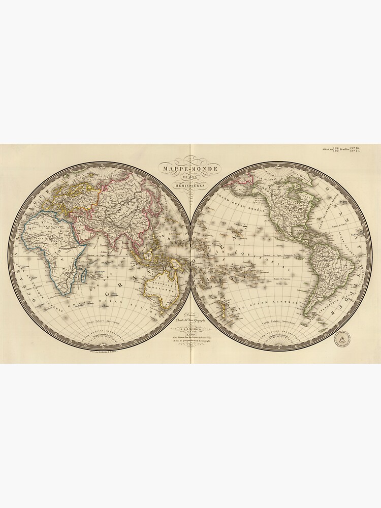 "Vintage Map of The World (1820)" Sticker for Sale by BravuraMedia ...