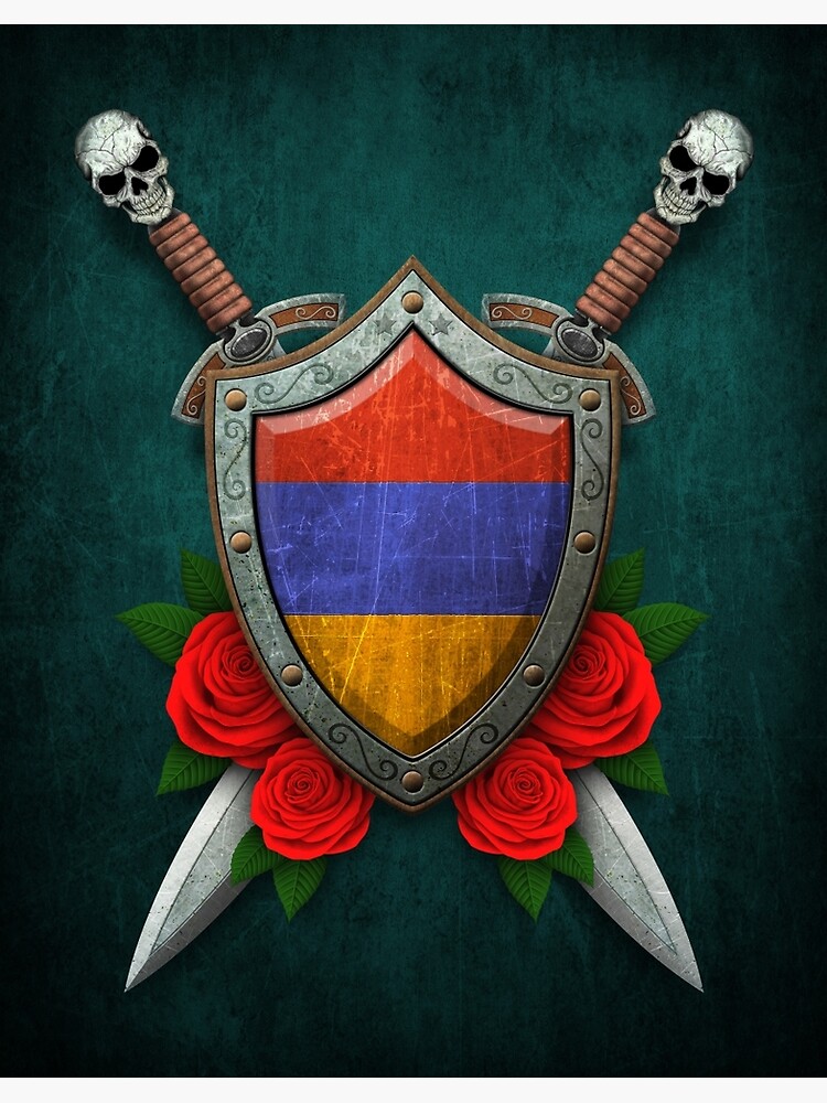 "Armenian Flag on a Worn Shield and Crossed Swords" Poster for Sale by ...
