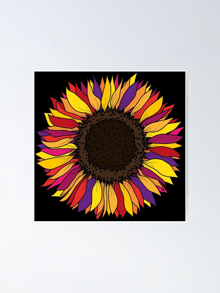 "Colorful Sunflower hand drawn" Poster by savanamms6 | Redbubble