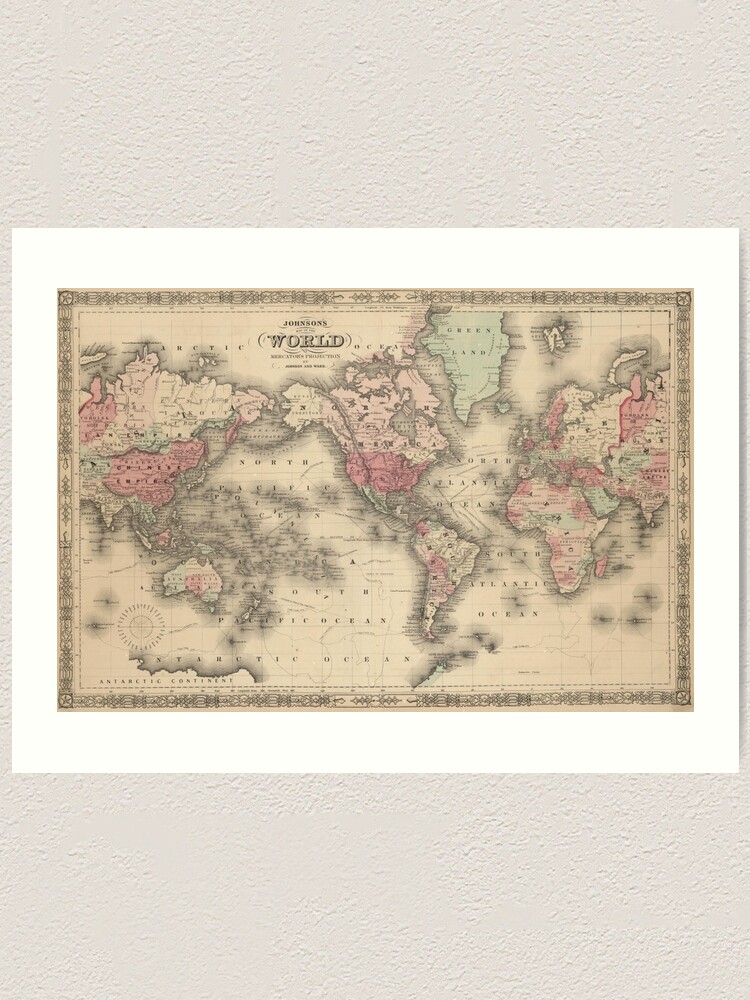 "Vintage Map of The World (1864)" Art Print by BravuraMedia | Redbubble