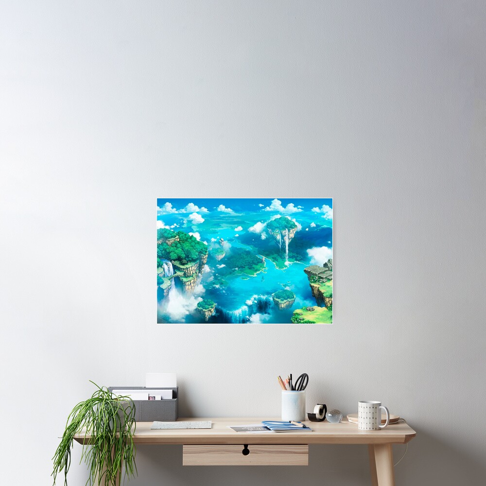 "Anime Floating Islands" Poster for Sale by PlainMotif | Redbubble