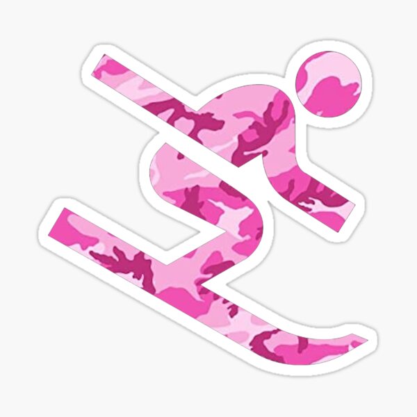 "Ski Logo Mountain Girl Pink Camo Sticker" Sticker for Sale by ...