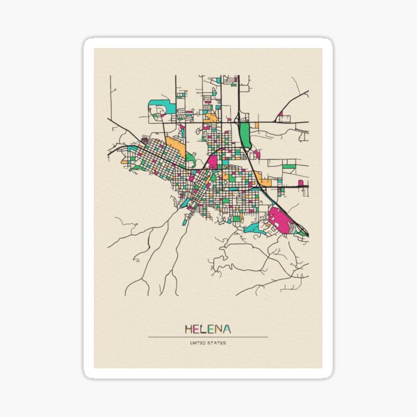 "Helena, Montana Street Map" Sticker by geekmywall | Redbubble