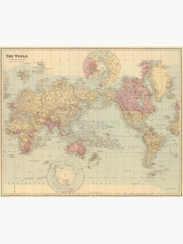 "Vintage Map of The World (1901)" Sticker for Sale by BravuraMedia ...