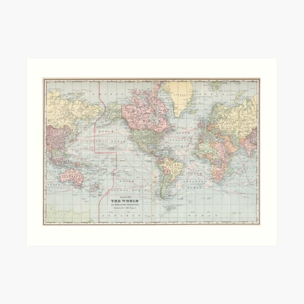 "Vintage World Map (1901)" Art Print for Sale by BravuraMedia | Redbubble