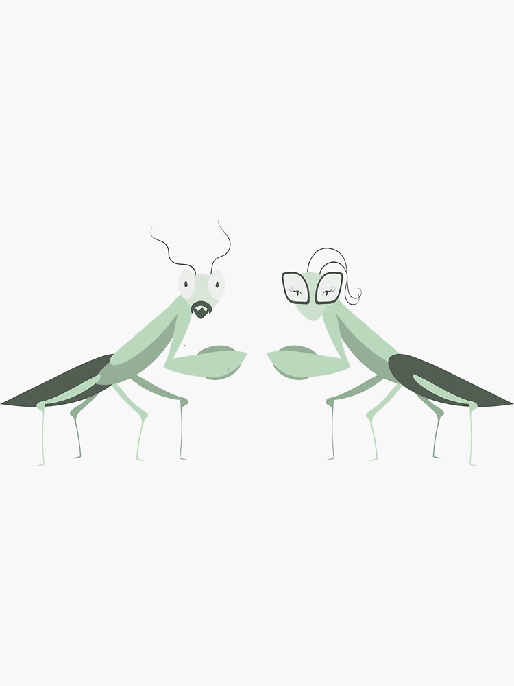 "Funny Couple of Praying Mantis" Sticker for Sale by herbyvoredesign ...