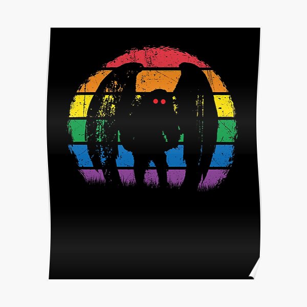 "Mothman - Retro Vintage Rainbow Cryptid Gift" Poster for Sale by ...