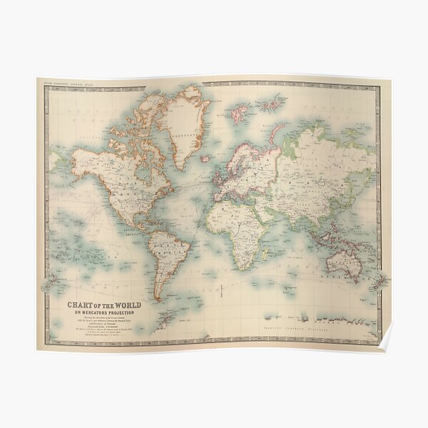 "Vintage Map of The World (1911)" Poster by BravuraMedia | Redbubble