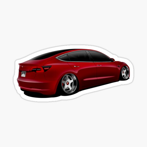 "Slammed Model 3 Red " Sticker by Jalcalart | Redbubble
