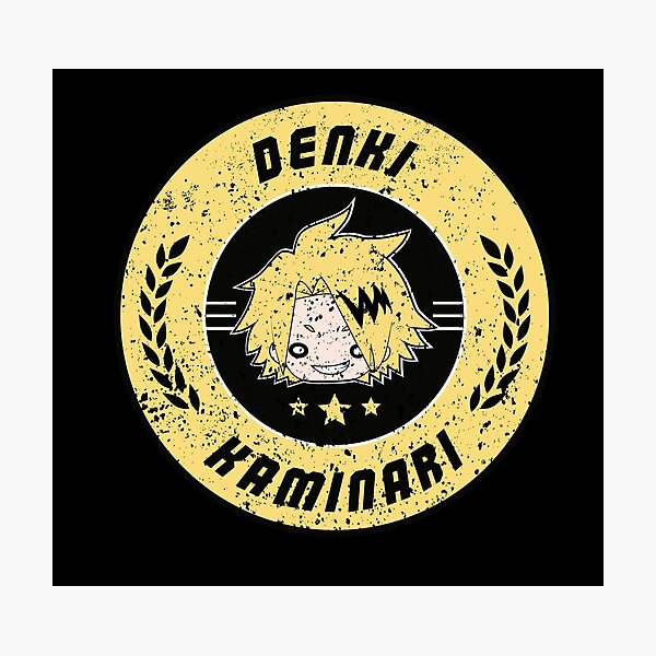 My Hero Academia Bnha Denki Kaminari Chibi Grunge Style Photographic Print By