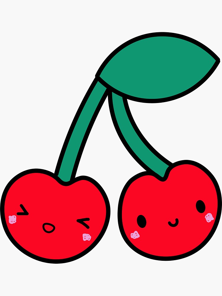 "Kawaii Cherries - Cute Fruit Twin Cherry" Sticker for Sale by ...