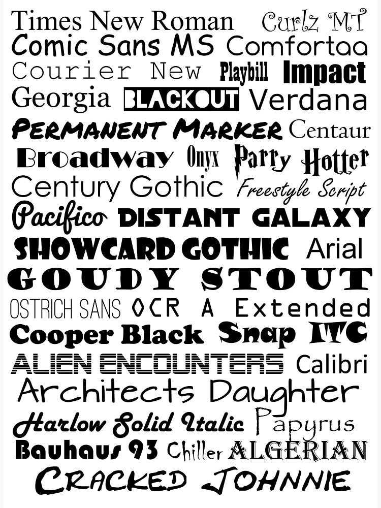 "The Ultimate Fonts Reference" Poster for Sale by OrangeNebula | Redbubble
