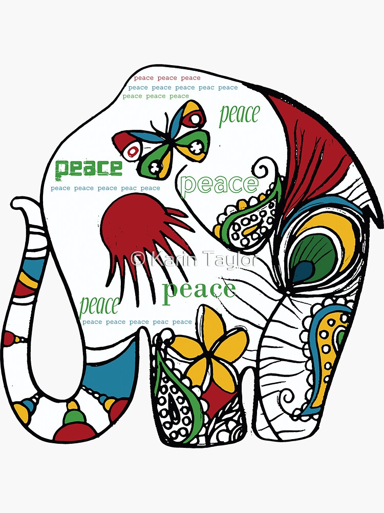 "Peace Elephant" Sticker by karin | Redbubble