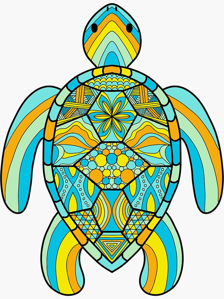 "Trippy Turtle (Yellow)" Sticker for Sale by pfahey | Redbubble