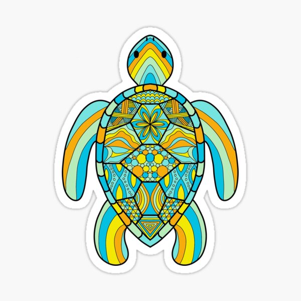 "Trippy Turtle (Yellow)" Sticker for Sale by pfahey | Redbubble